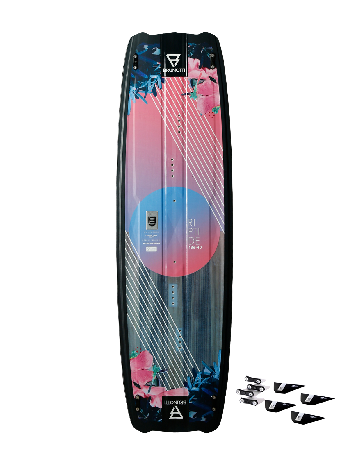 Riptide+G10Fins Uni Kiteboard Black